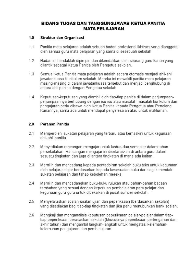 Tugas dan Peranan Ketua Panitia Pendidikan | PDF
