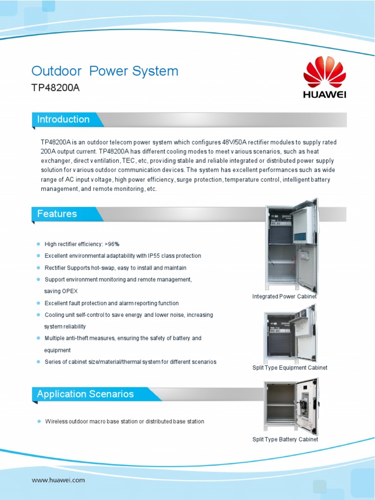 Huawei Outdoor Power Cabinet TP48200A | PDF | Rectifier | Alternating ...