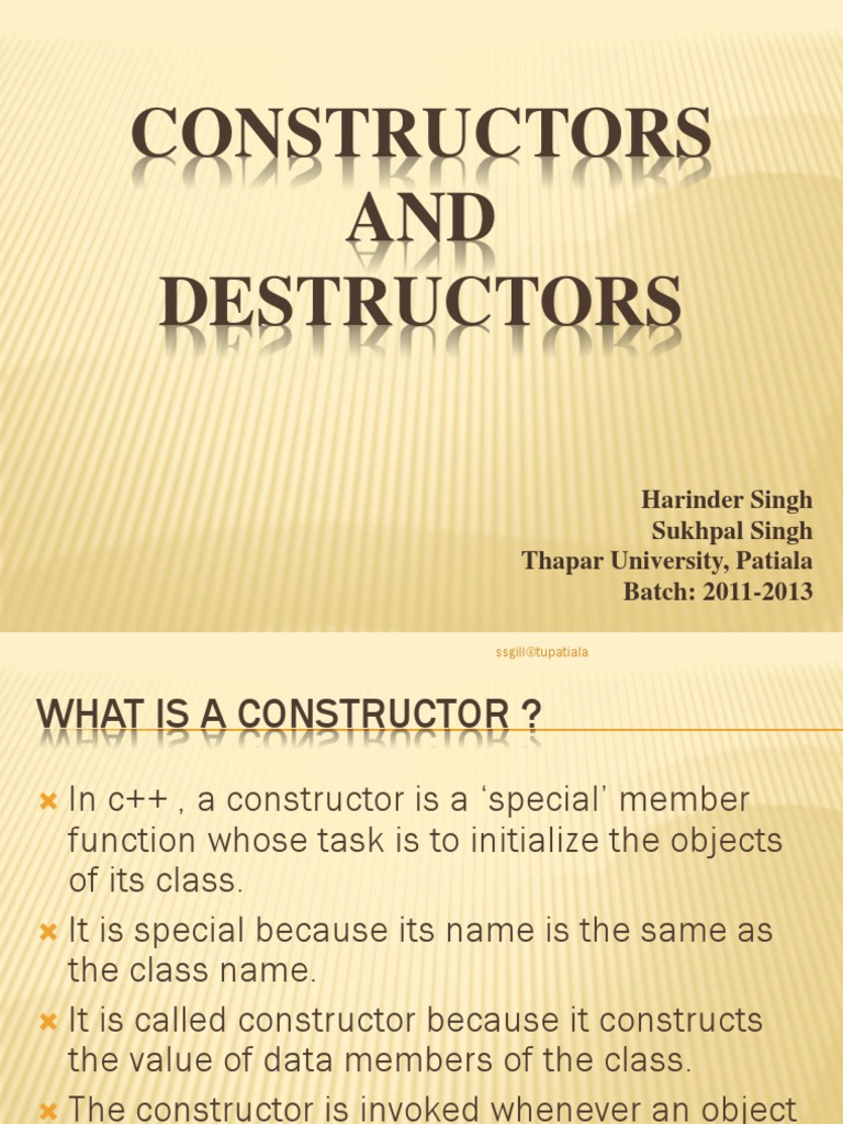 Constructors And Destructor Constructor Object Oriented Programming