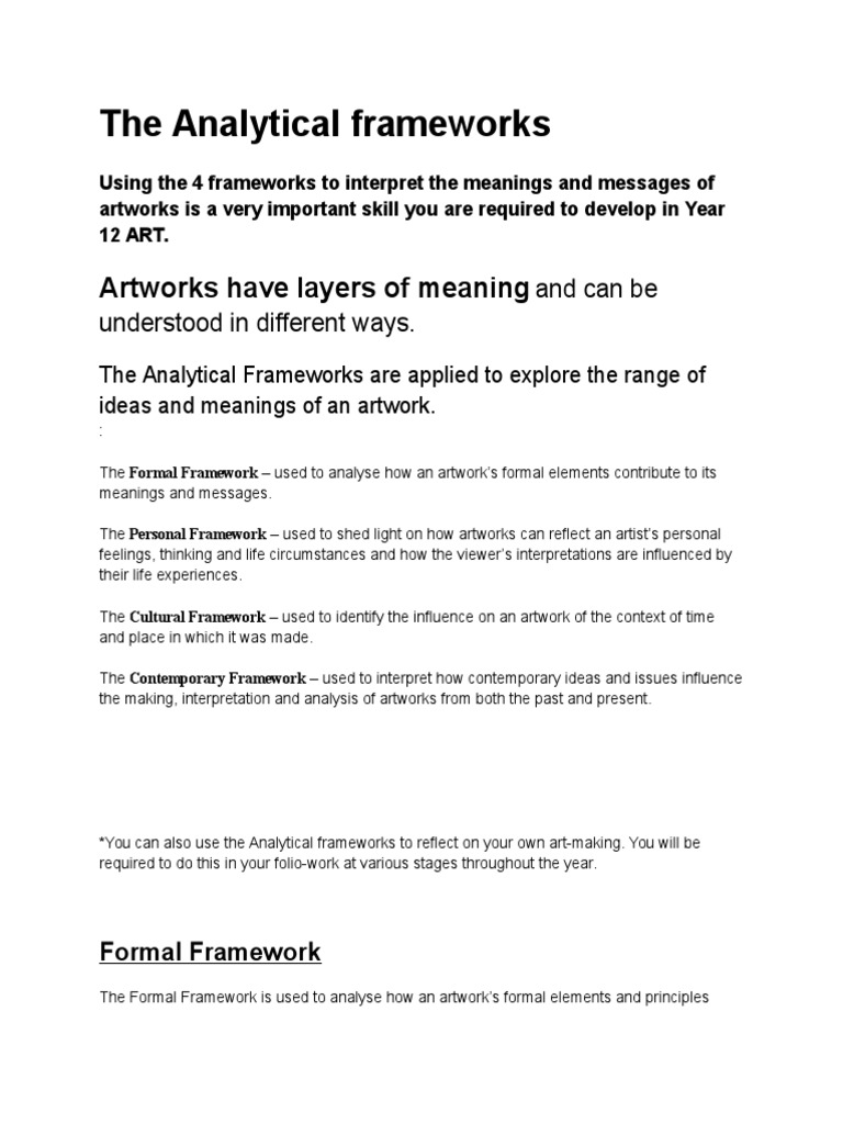 Understanding Art: 4 Analytical Frameworks | PDF | Works Of Art ...