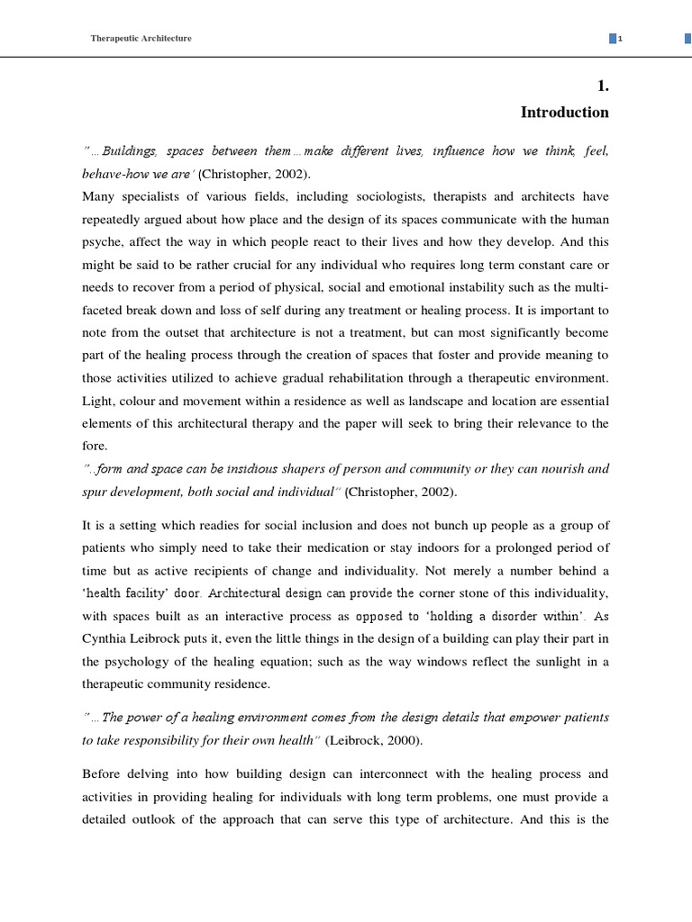 Therapeutic Architecture | PDF | Drug Rehabilitation | Psychoanalysis