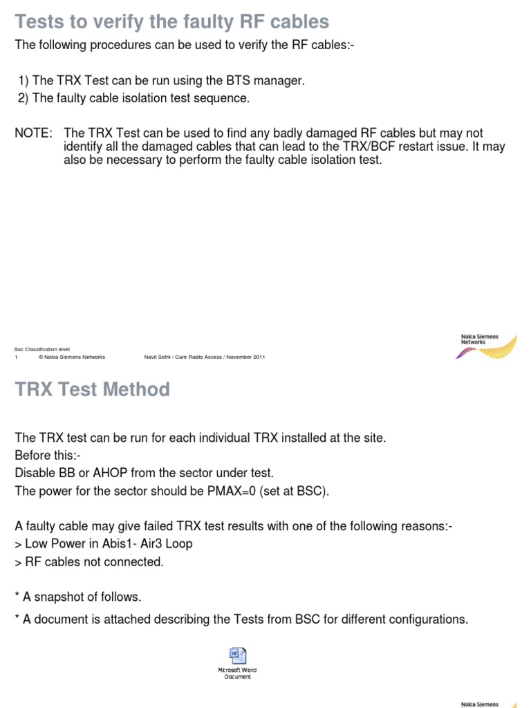 TRX and RF Cable Troubleshooting | PDF | Telecommunications Engineering ...