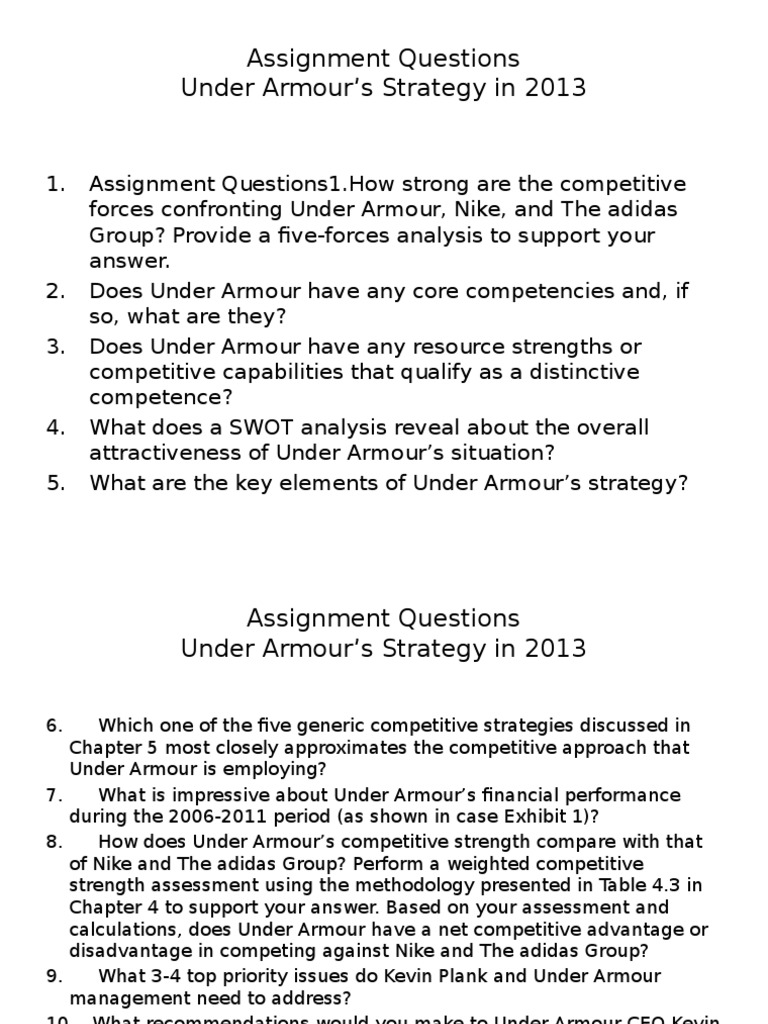 Under Armour's Competitive Strategy Analysis | PDF | Career & Growth ...