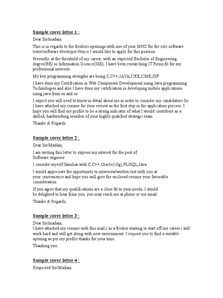 Sir Or Madam Cover Letter