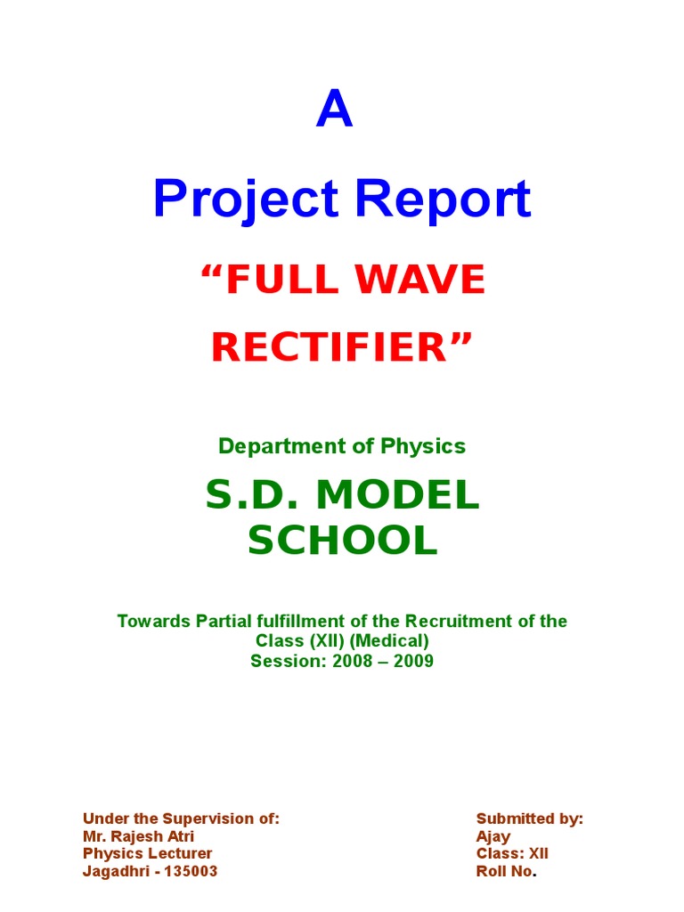 Full Wave Rectifier (Physics) | PDF | P–N Junction | Rectifier