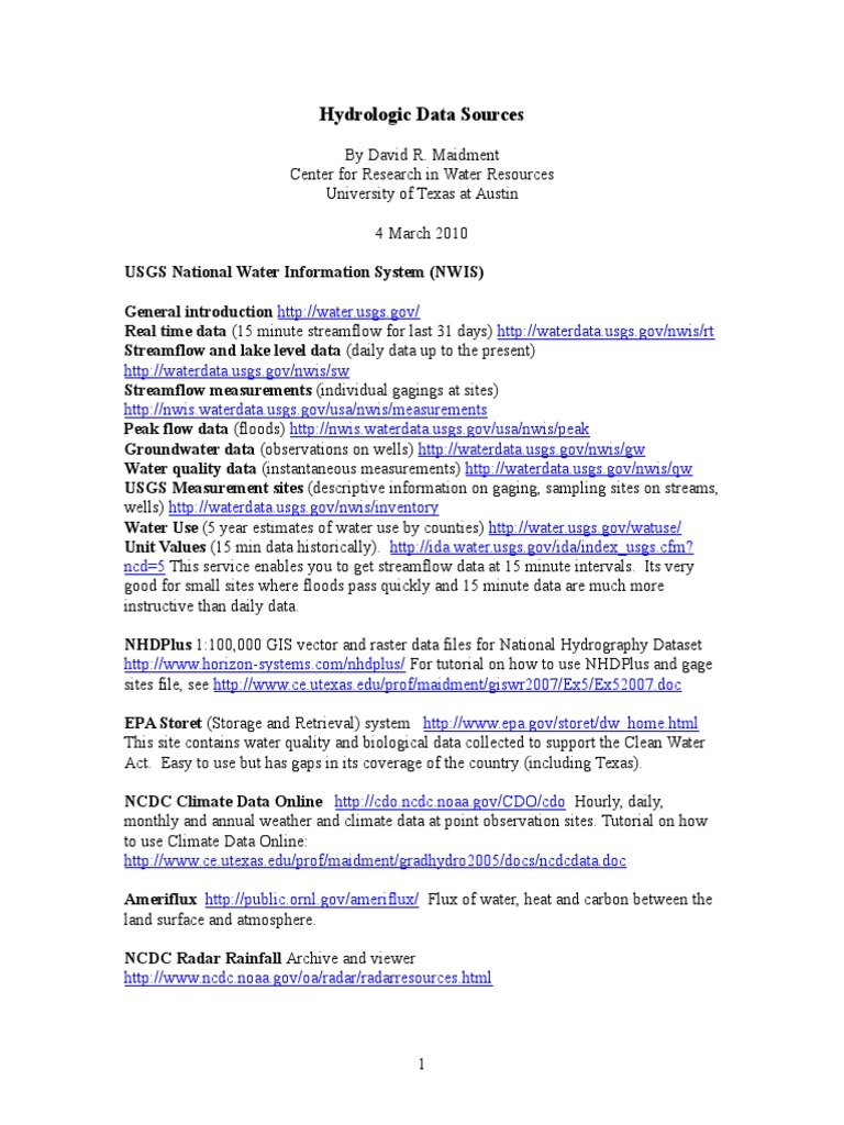 Hydro Data Sources | PDF | Numerical Weather Prediction | Weather ...