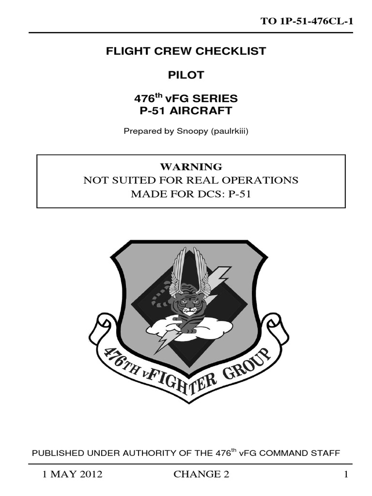 476th VFG P-51 Flight Crew Checklist | PDF | Throttle | Carburetor