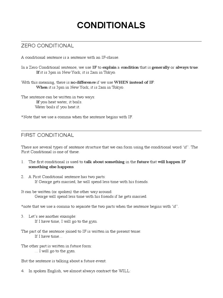 Conditionals: Zero Conditional | PDF | Sentence (Linguistics) | Language Mechanics