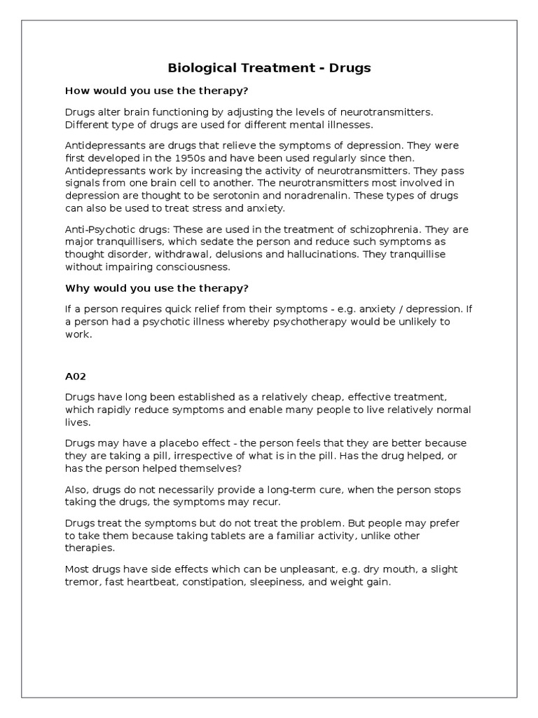 Overview of Biological Drug Treatments | PDF | Self-Improvement