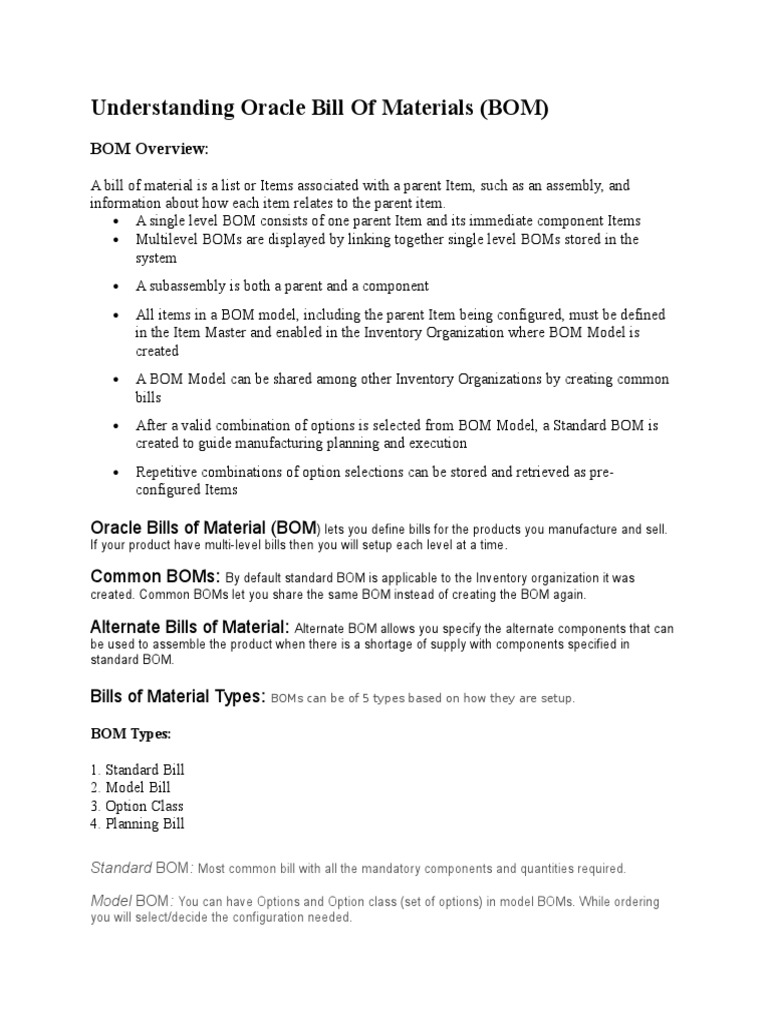 Oracle Bills of Material | PDF | Areas Of Computer Science ...