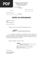 Entry of Appearance in Criminal Case | PDF