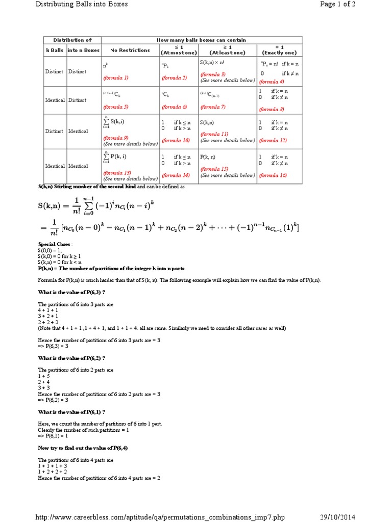 Stirling Numbers and Ball Distribution | PDF | Teaching Methods & Materials