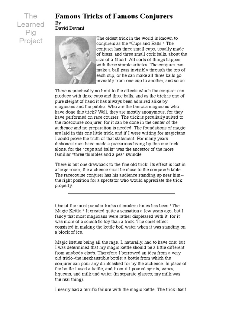 Famous Tricks of Famous Conjurers | PDF | Magic (Illusion) | Mediumship