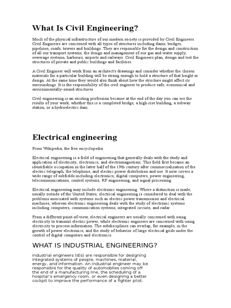 Overview of Civil Engineering Roles | PDF | Engineering | Civil Engineering