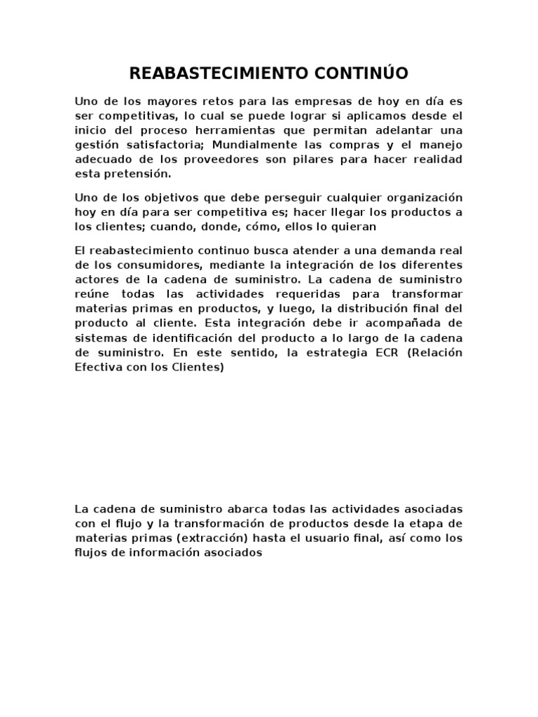 Reabastecimiento Continuo en Empresas | PDF