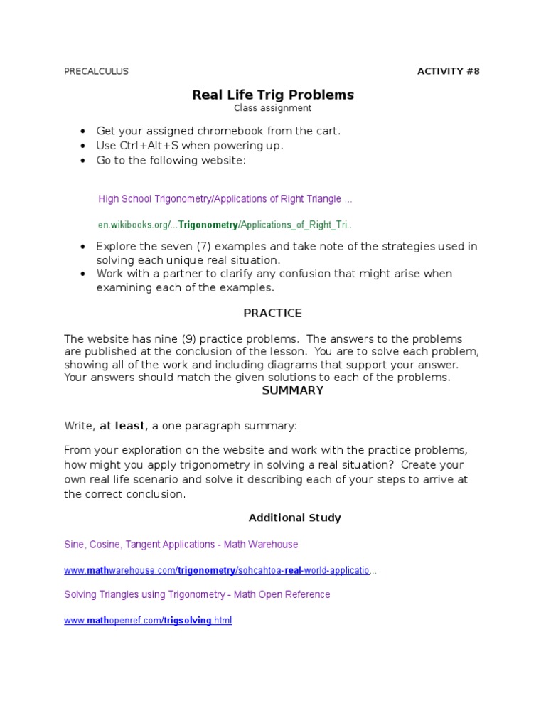 Real Life Trigonometry Problems | PDF | Career & Growth