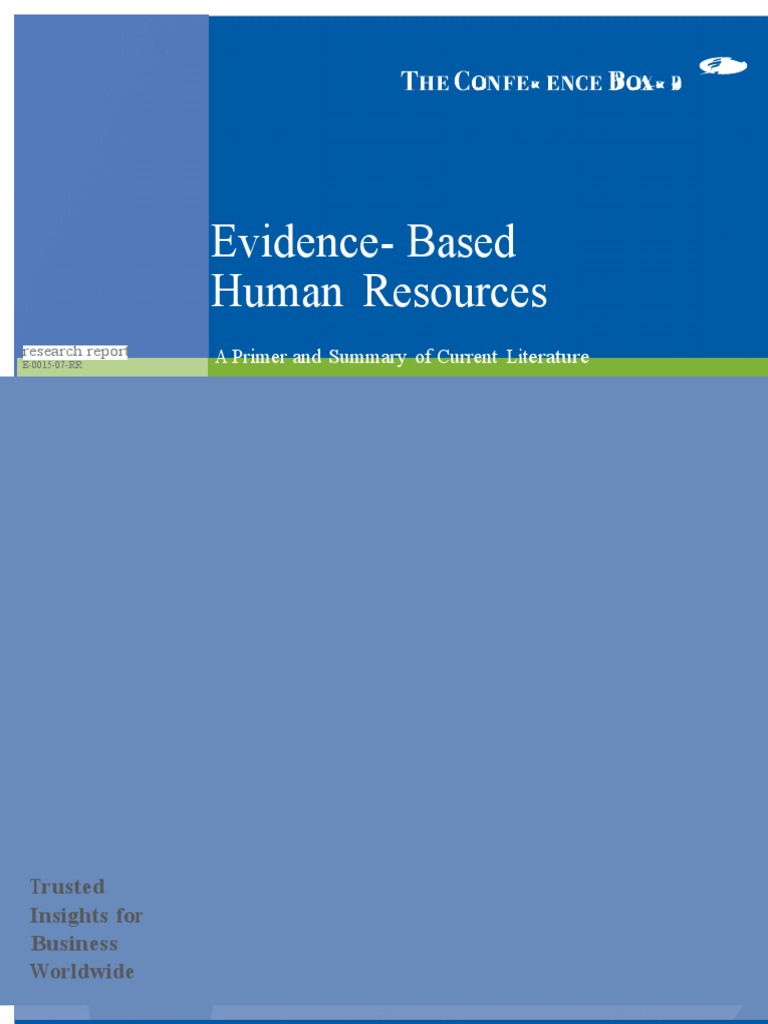 Evidence - Based Human Resources | PDF | Human Resource Management ...
