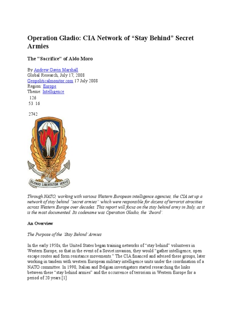 Operation Gladio - CIA Network of "Stay Behind" Secret Armies | PDF ...