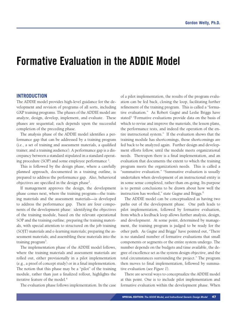 Formative Evaluation in The ADDIE Model | PDF | Randomized Controlled ...