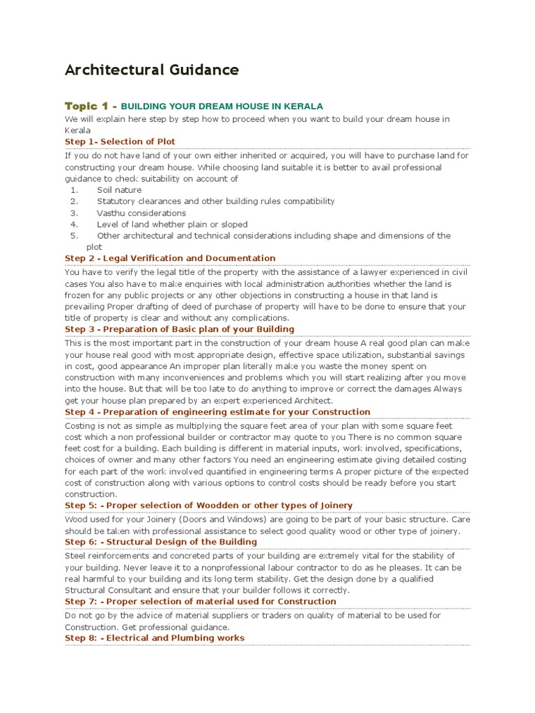 House Construction Guidelines | PDF | Architect | Loans