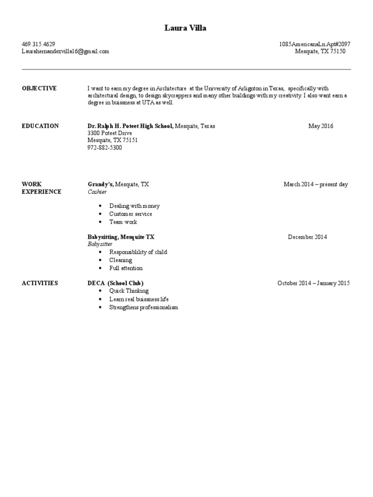 Laura Villa's Resume for Architecture Degree | PDF