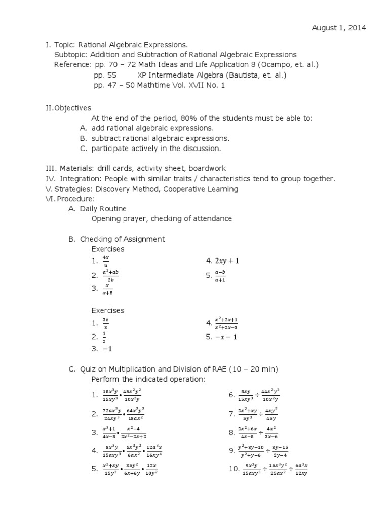 Adding and Subtracting Rational Expressions | PDF