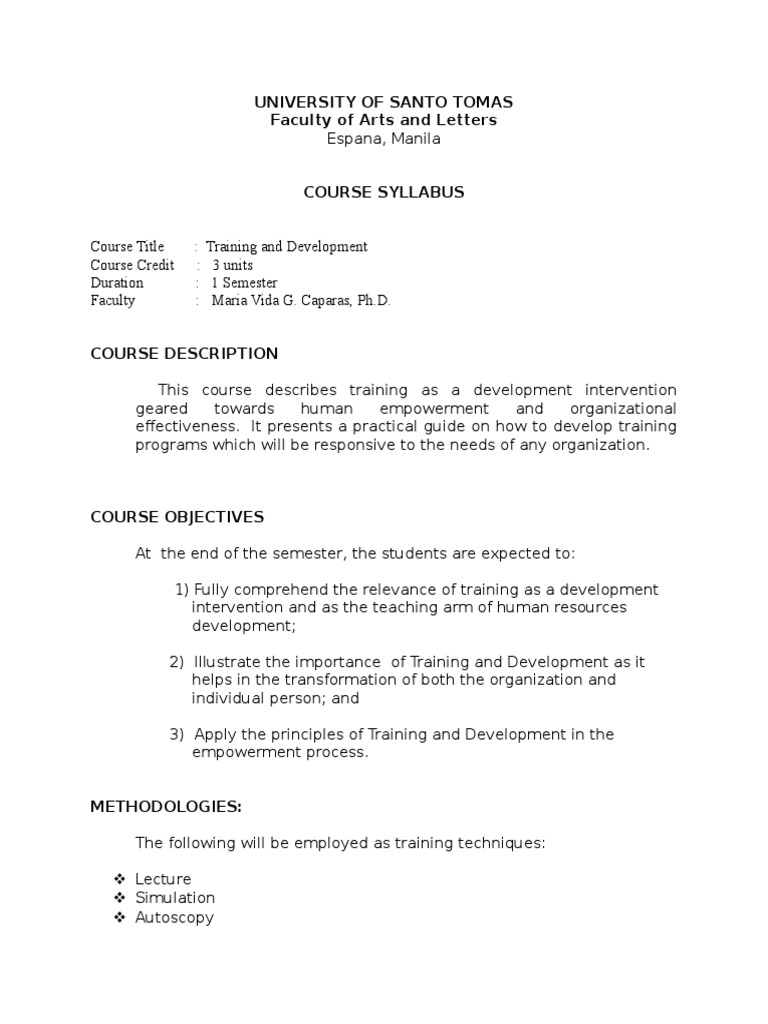 Training and Development - Syllabus | Empowerment | Needs Assessment