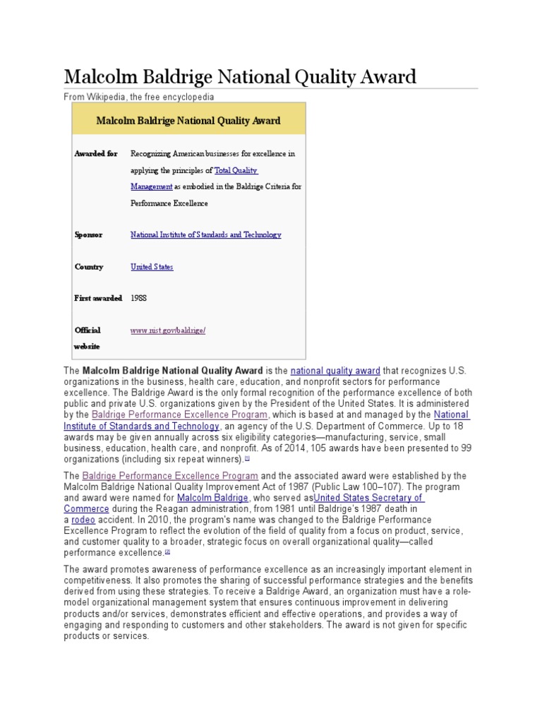 21 - Malcolm-Baldrige-National-Quality-Award | PDF | Business | Economies