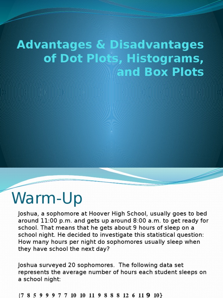 Advantages and Disadvantages of Dot Plots Histograms and Box Plots ...