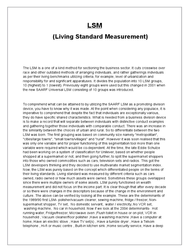Living Standard Measurement | PDF | Market Segmentation | Refrigerator