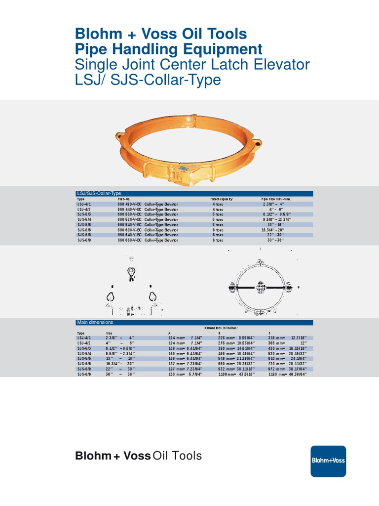 Single Joint Center Latch Elevator LSJ/ SJS-Collar-Type: Blohm + Voss ...