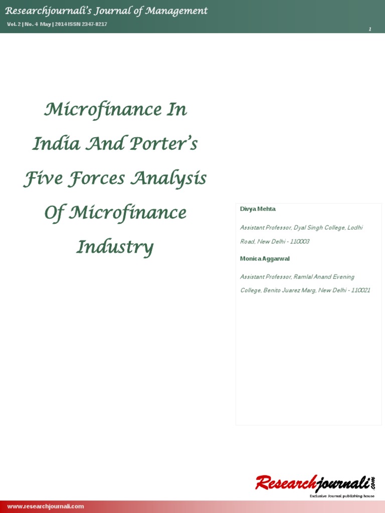 Microfinance in India and Porters Five Forces Analysis | PDF ...