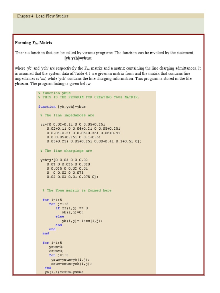 Matlab Programs Power Sytsems | PDF | Applied Mathematics | Mathematical Analysis
