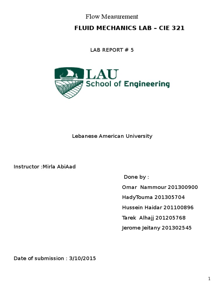 Flow Measurement Lab5 | PDF | Flow Measurement | Fluid Mechanics