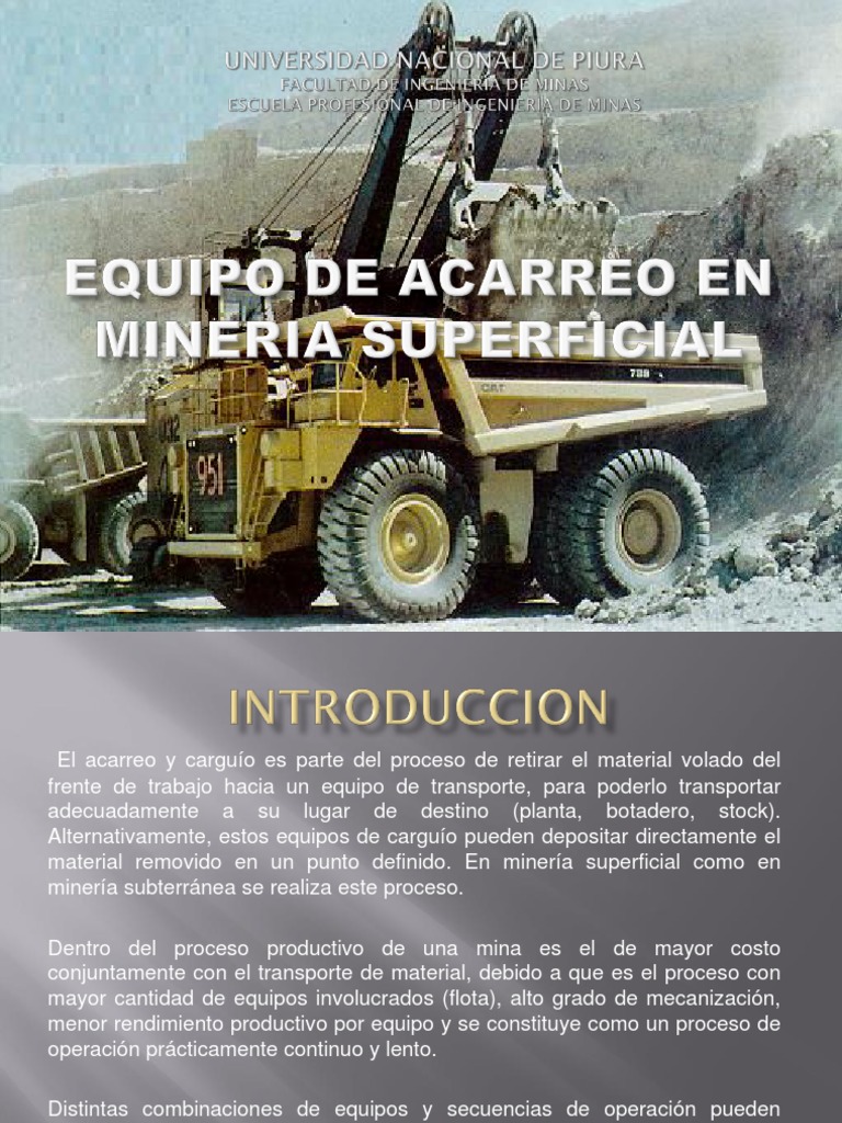 Acarreo y Carguío en Minería Superficial | PDF | Minería | Transporte