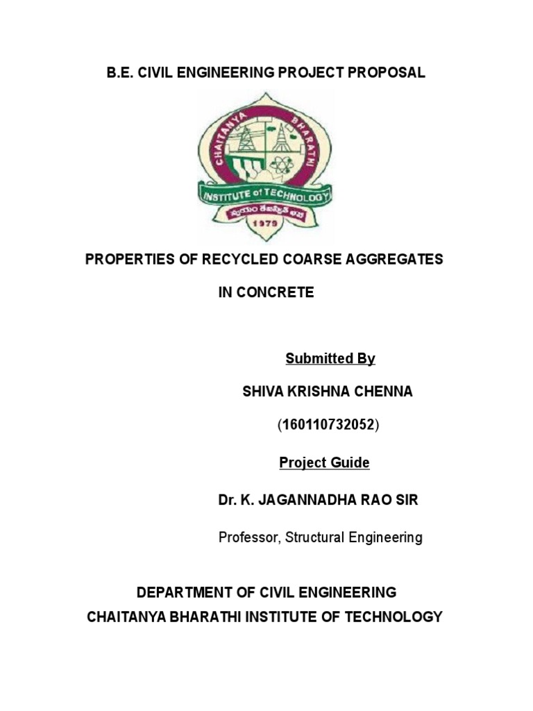 B.E. Civil Engineering Project Proposal | PDF | Strength Of Materials ...