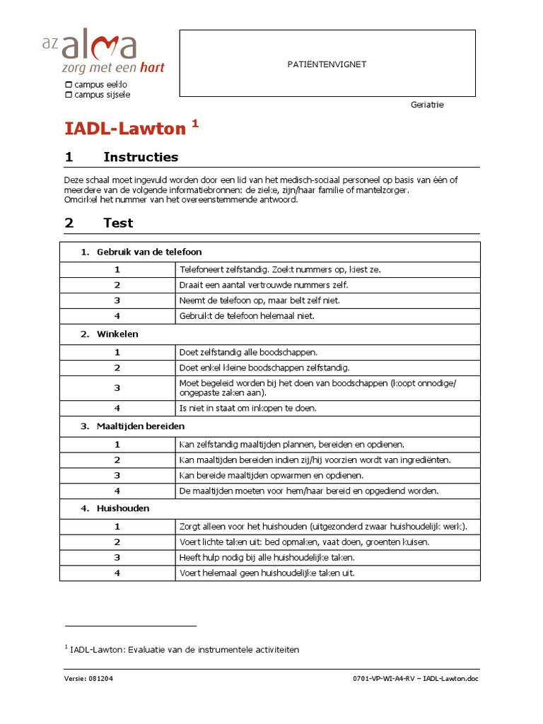 IADL Lawton | PDF