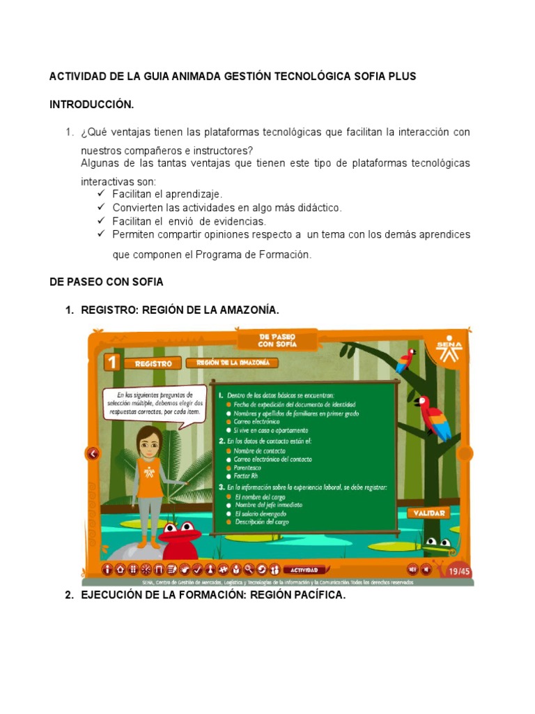 Actividad de La Guia Animada Gestion Tecnologica Sofia Plus | PDF