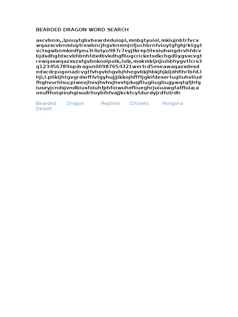 Bearded Dragon Word Search Puzzle | PDF