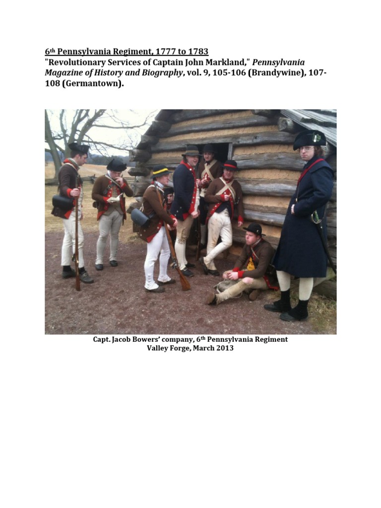 6th Pennsylvania Regiment, 1777 To 1783: "Revolutionary Services of ...