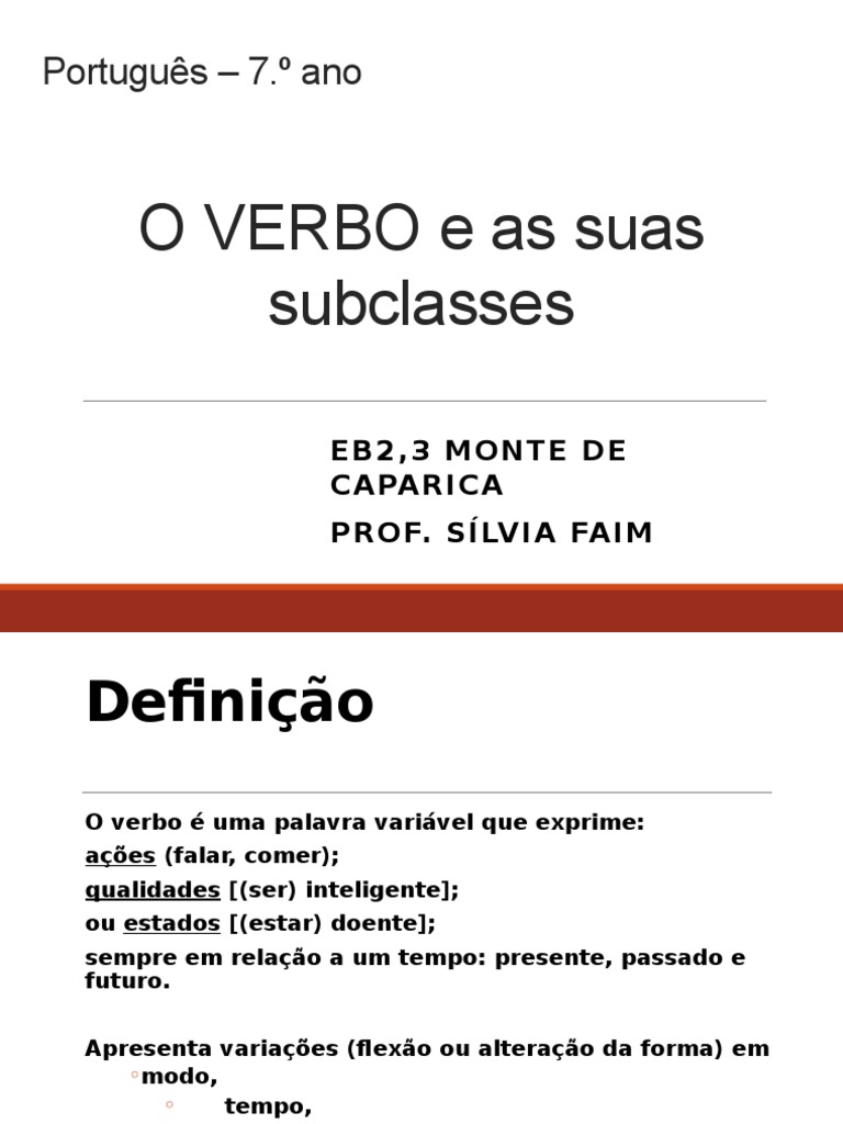 As Subclasses Do Verbo | PDF