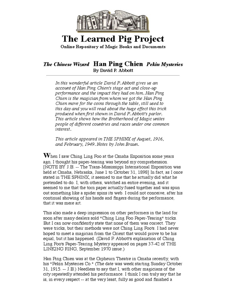 Han Ping Chien | PDF | Magic (Illusion)