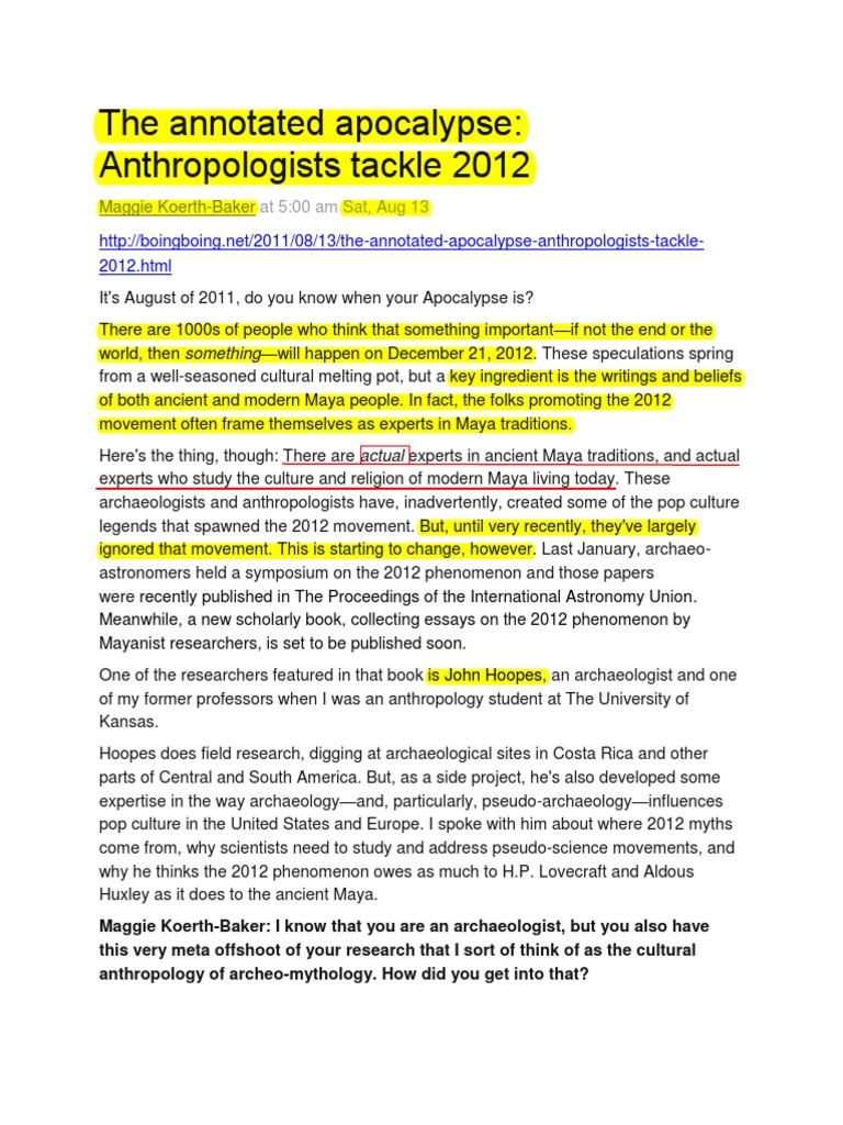 The Annotated Apocalypse | PDF | 2012 Phenomenon | New Age