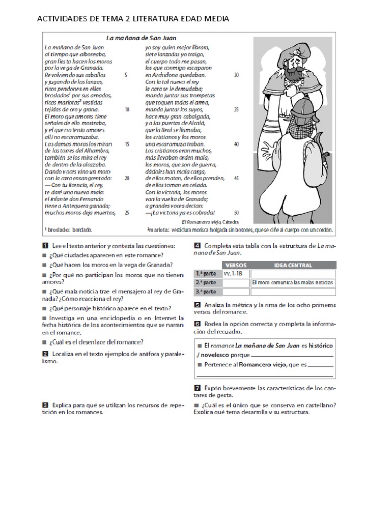 Actividades de Tema 2 Literatura Edad Media | PDF | Clásicos