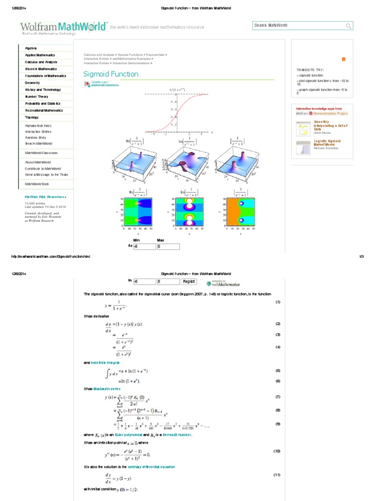 Sigmoid Function - From Wolfram MathWorld | PDF | Logistic Function ...