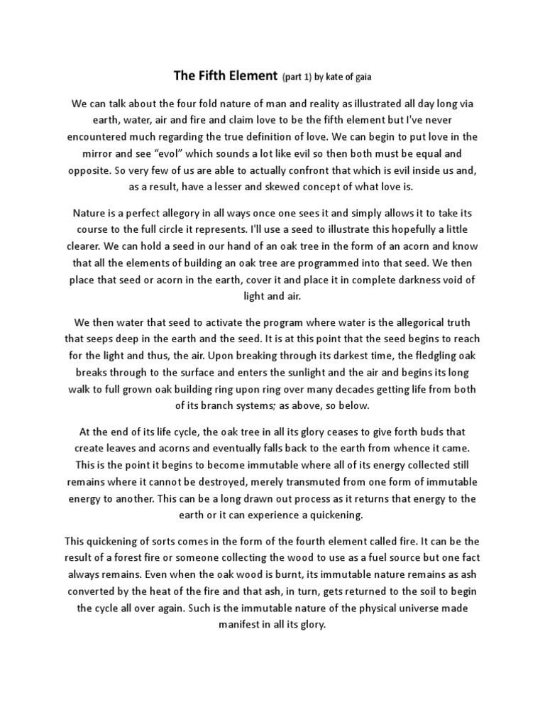 The Fifth Element Part 1 by Kate of Gaia | PDF | Evil | God