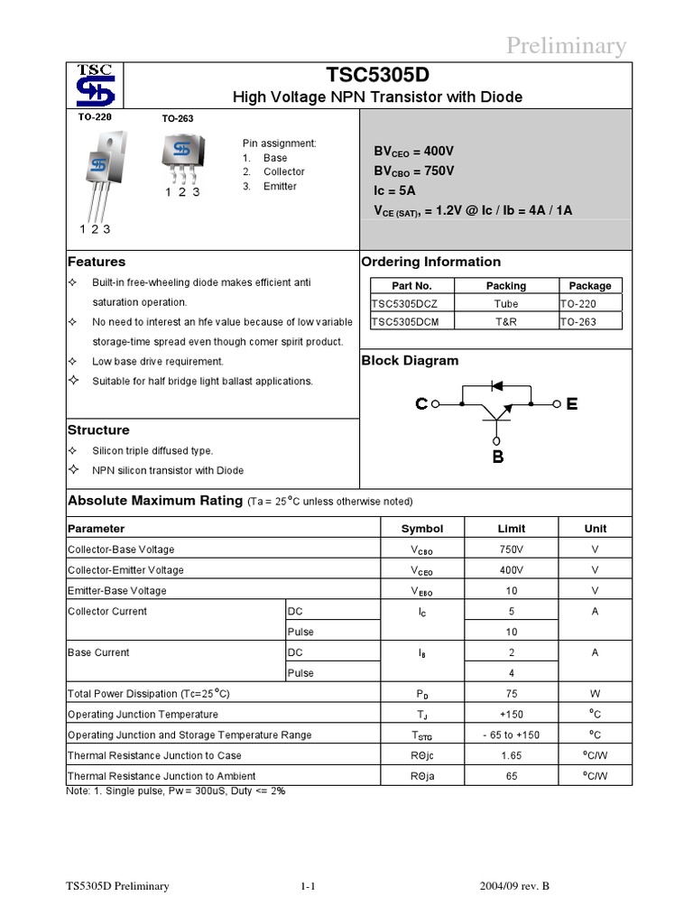 C5305 | PDF | Bipolar Junction Transistor | Transistor