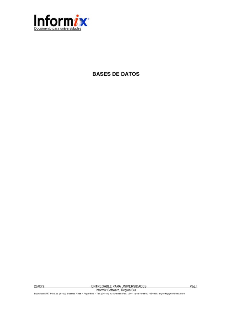 Informix Administracion Libre | PDF | Apoyo | Bases de datos