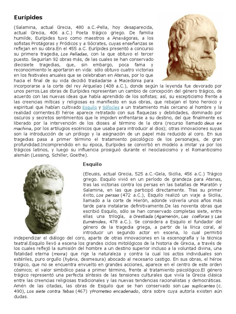Biografia Euripides ESQUILO | PDF