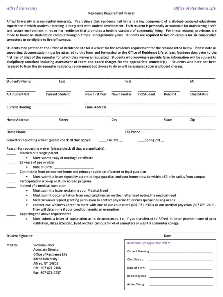 Housing Waiver 14 | PDF | Further Education | Students
